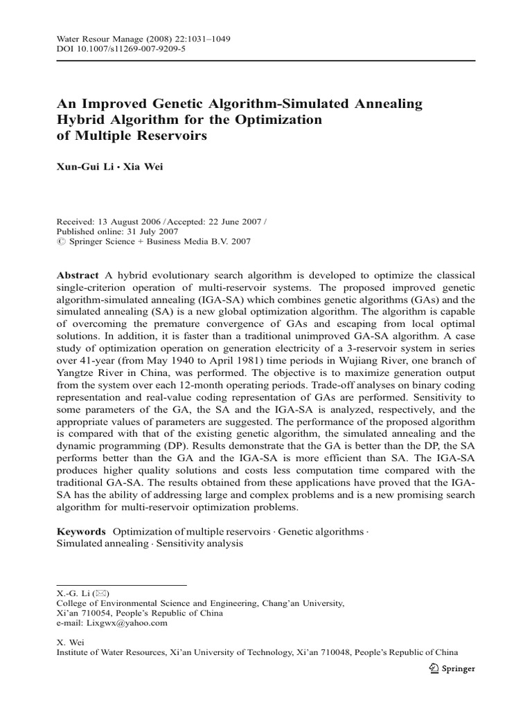 An Improved GA-SA Hybrid Algorithm For The Optimisation of Multiple ... An Improved GA-SA Hybrid Algorithm For The Optimisation of Multiple ...