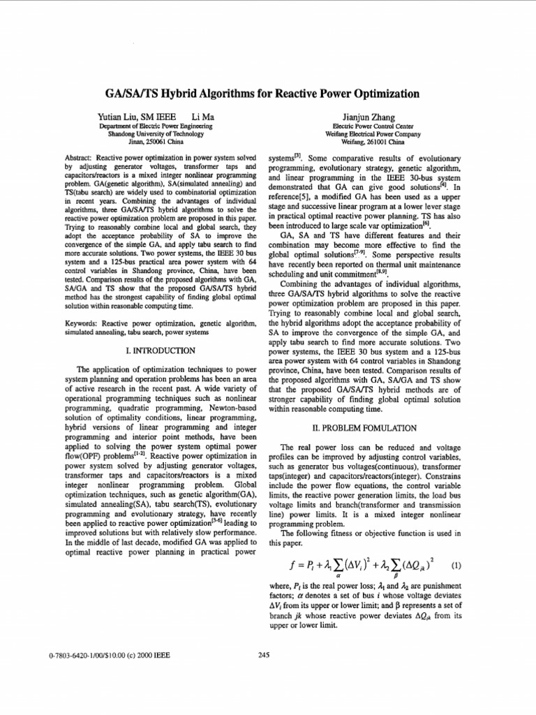 Gasats-Hybrid-Algorithms-For-Reactive-Power-Optimization | PDF | Teaching Methods & Materials ...