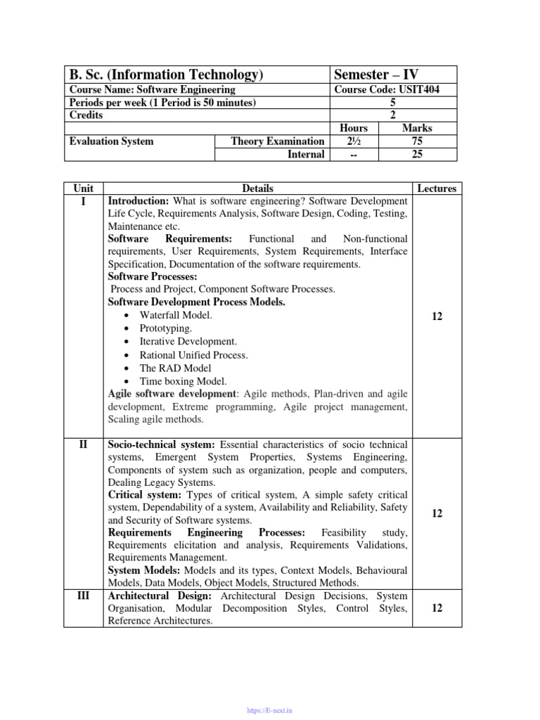 SE Syllabus (E-Next - In) | PDF | Agile Software Development | Software