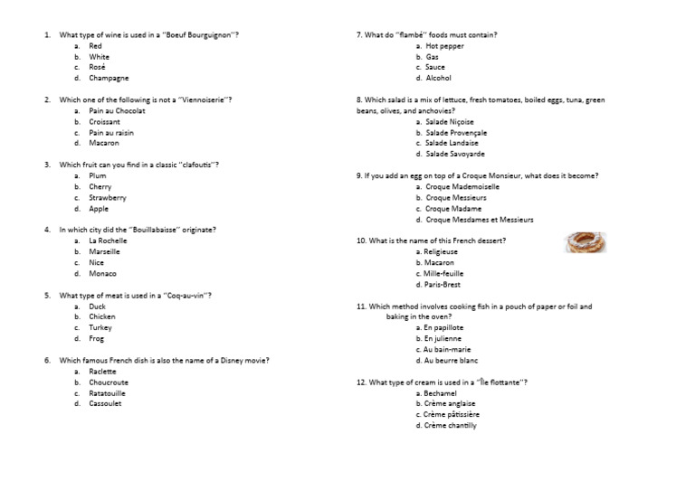 Gastronomie Quizz | PDF