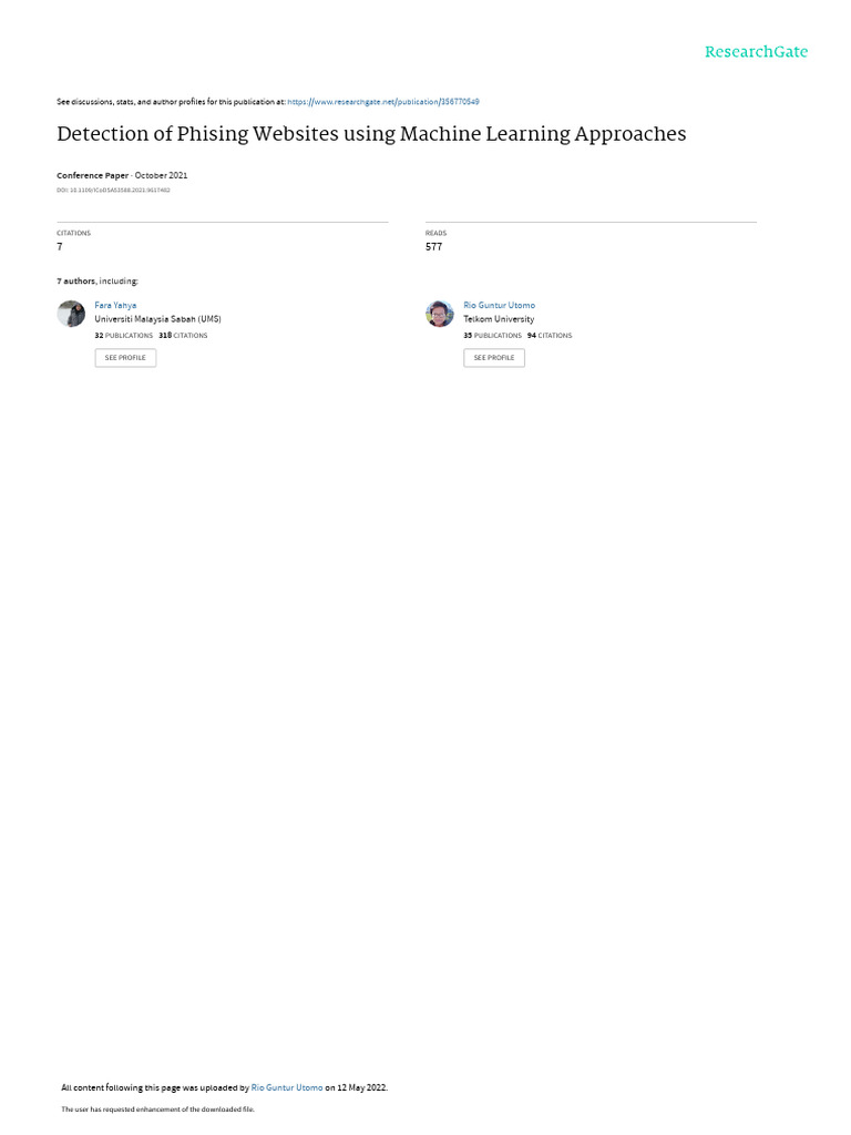 Detection of Phising Websites Using Machine Learning Approaches | PDF ...