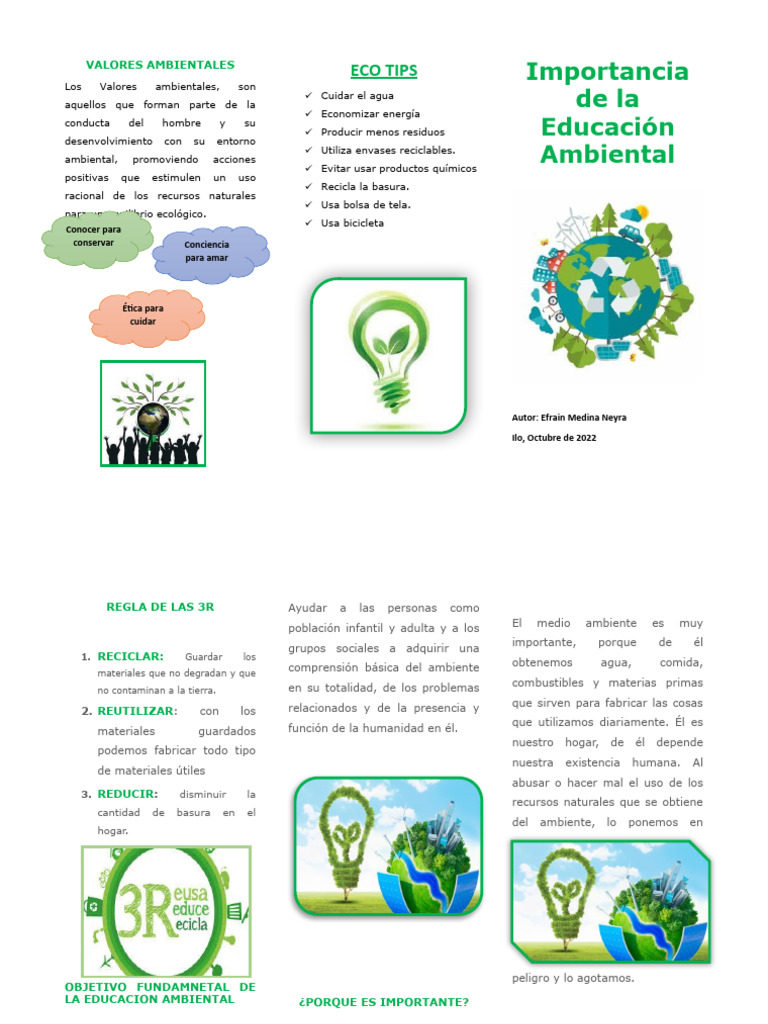 FOLLETO Importancia de La Educación Ambiental | PDF | Residuos | Reciclaje