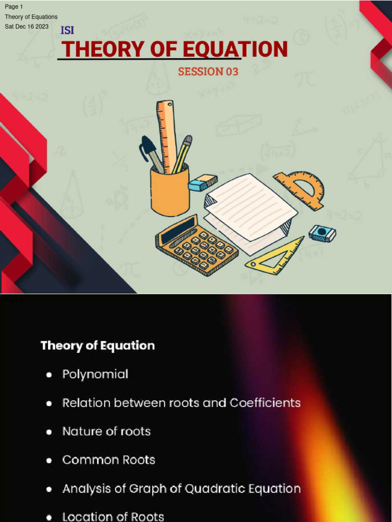 Theory of Equations | PDF