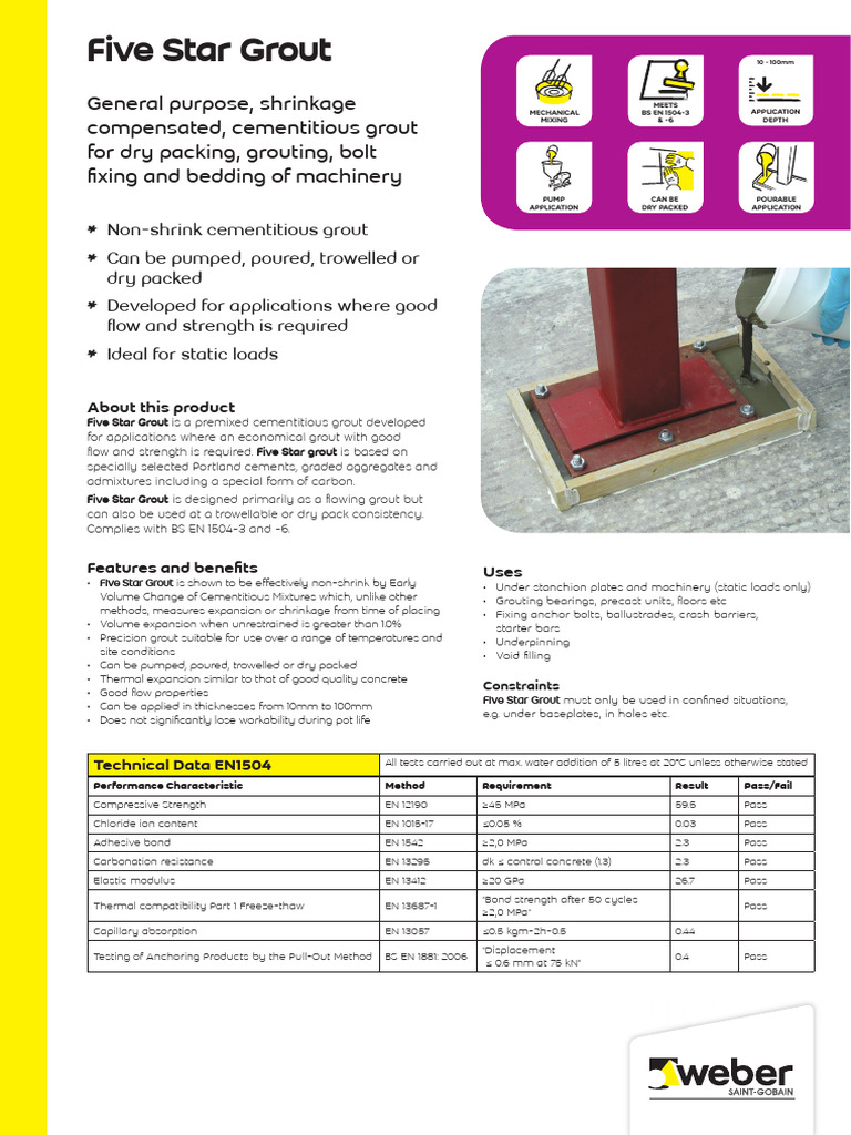 Five Star Grout | PDF | Concrete | Cement