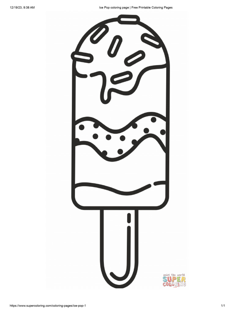Free Ice Pop Coloring Page Printable | PDF
