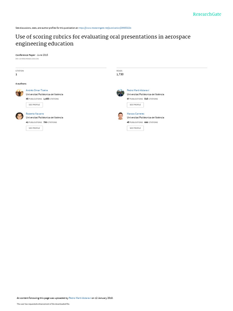 Use of Scoring Rubrics For Evaluating Oral Present | PDF | Rubric ...