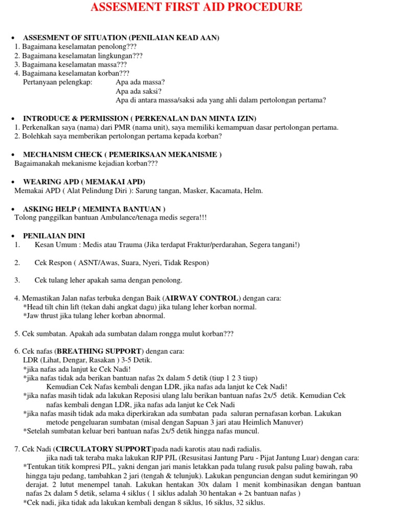 Assesment First Aid Procedure | PDF