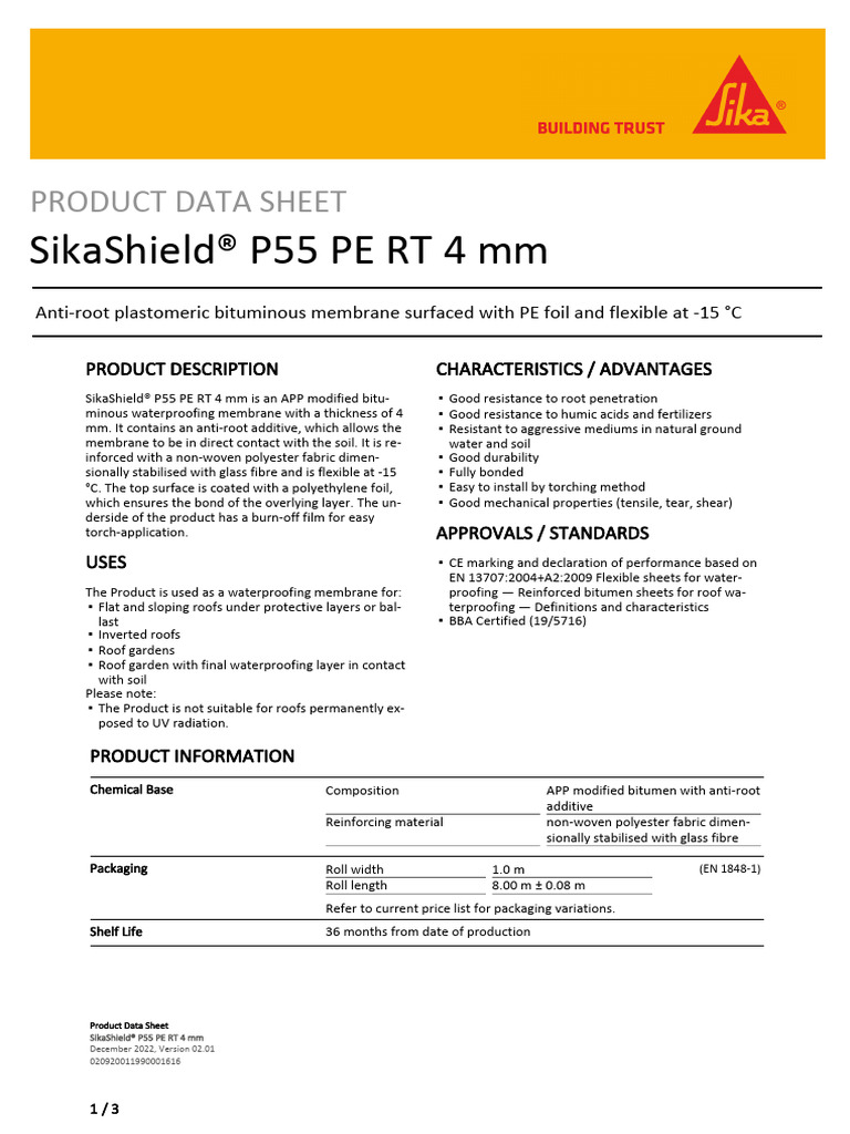 Pds Sikashield P55pert4mm | PDF | Materials | Physical Sciences