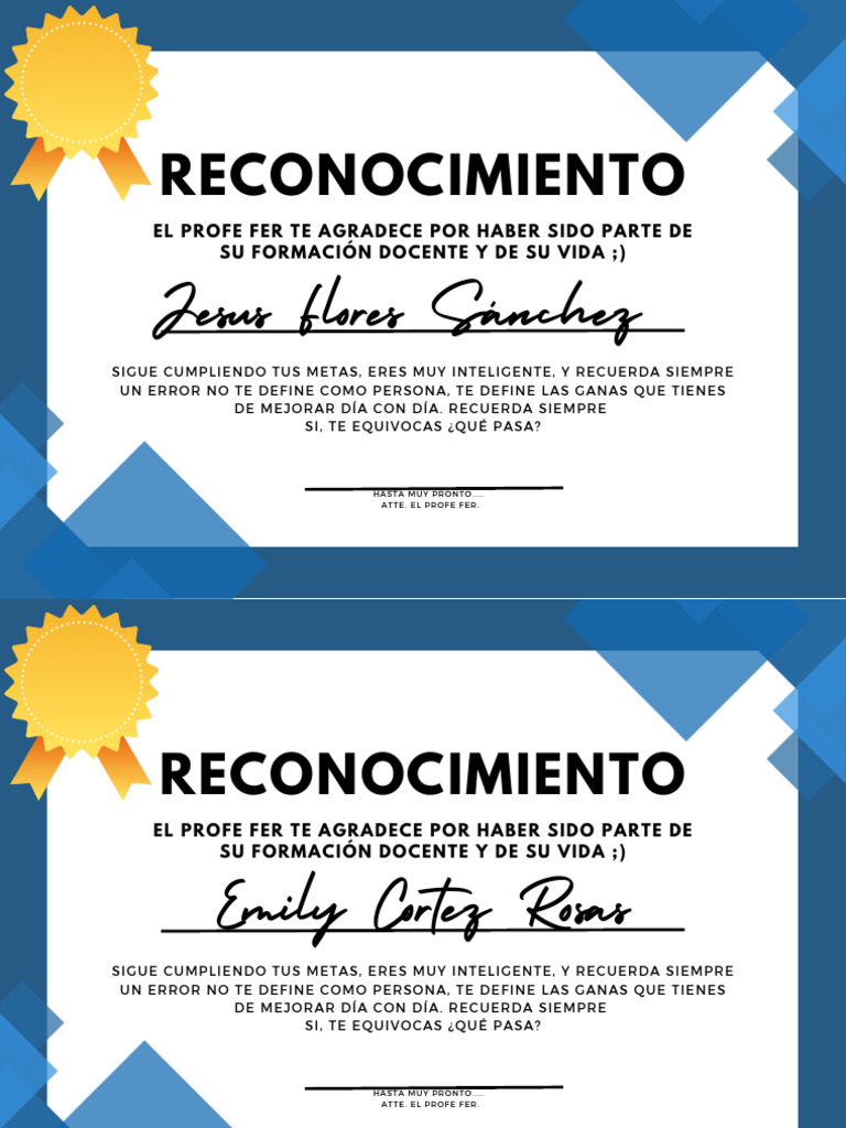 Reconocimiento laboral minimalista azul y blanco | PDF