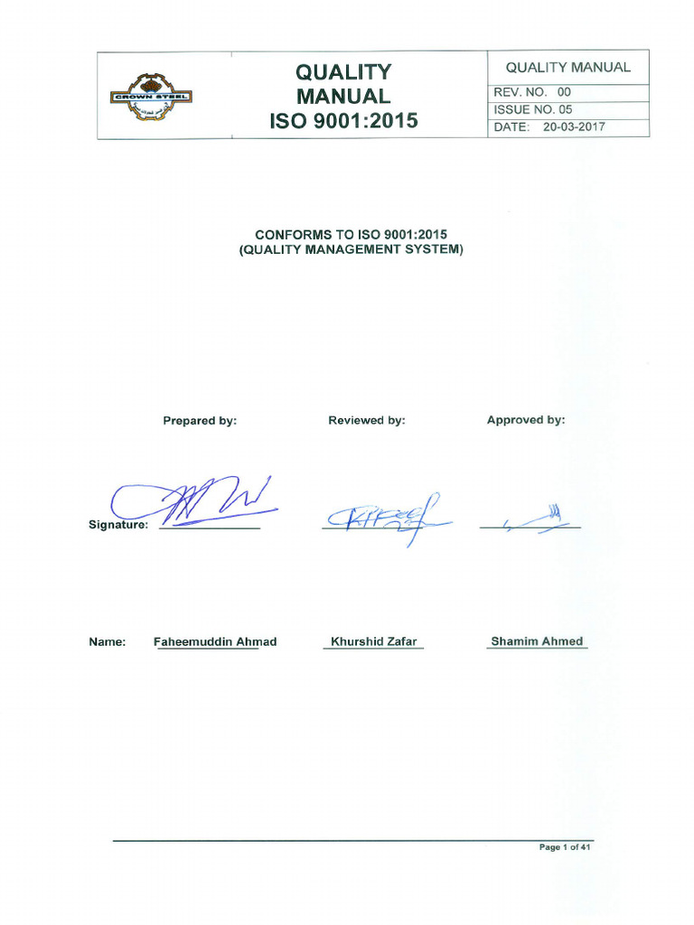 Quality Manual - ISO 9001-2015 | PDF