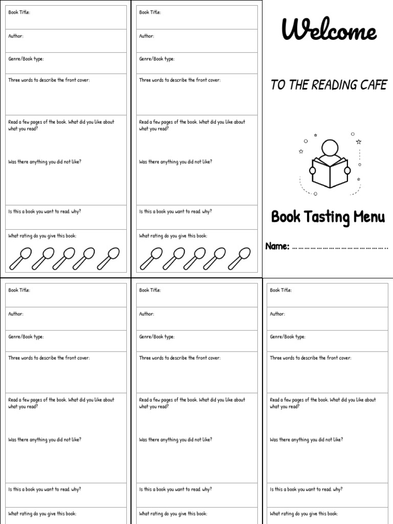 Adult Book Tasting Menu Template | PDF