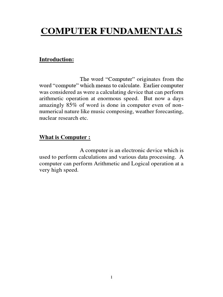 Computer Fundamentals1 | PDF