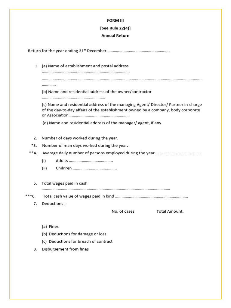 Annual Return Form III Overview | PDF