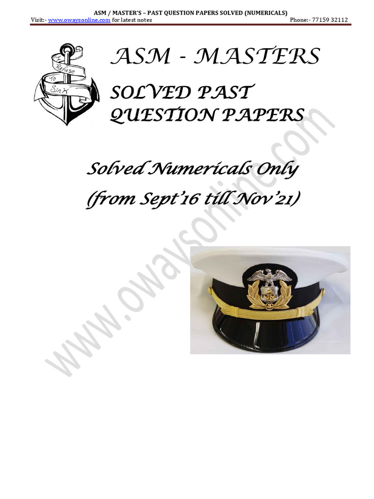 ASM Masters Solved Past Question Papers Solved Numericals From Sept16 ...