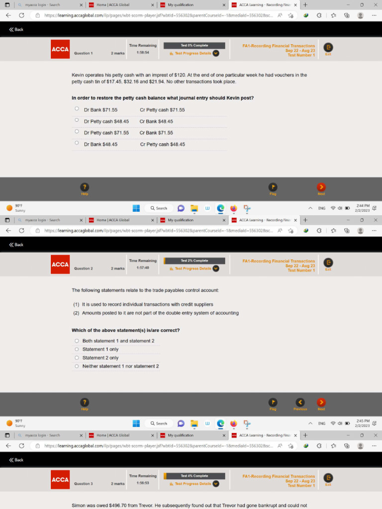 ACCA Test 1 (Purchases) | PDF
