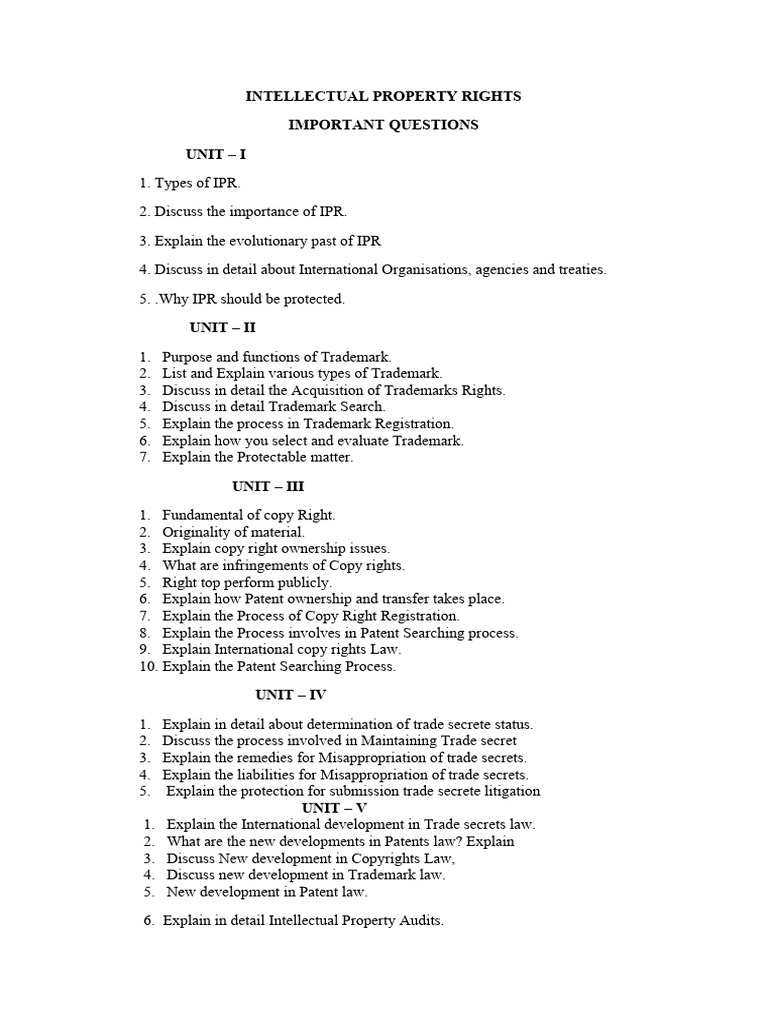 IPR Study Guide for Law Students | PDF | Law