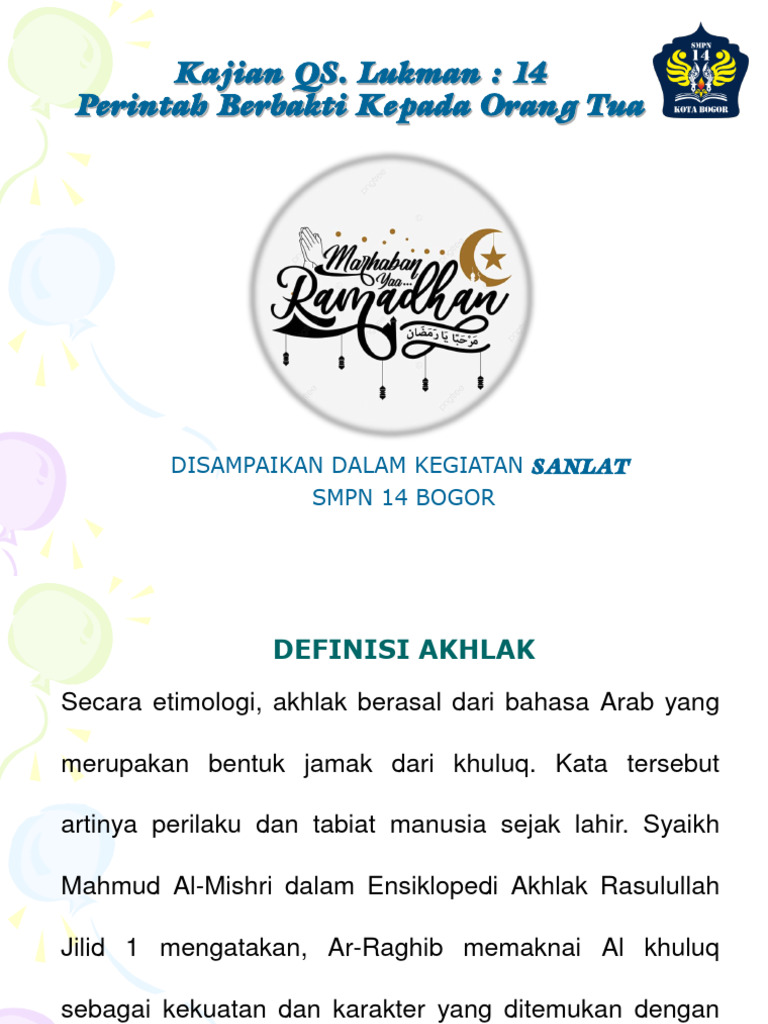 Materi 2 Kajian QS Lukman 14 Perintah Berbakti KPD Orang Tua | PDF