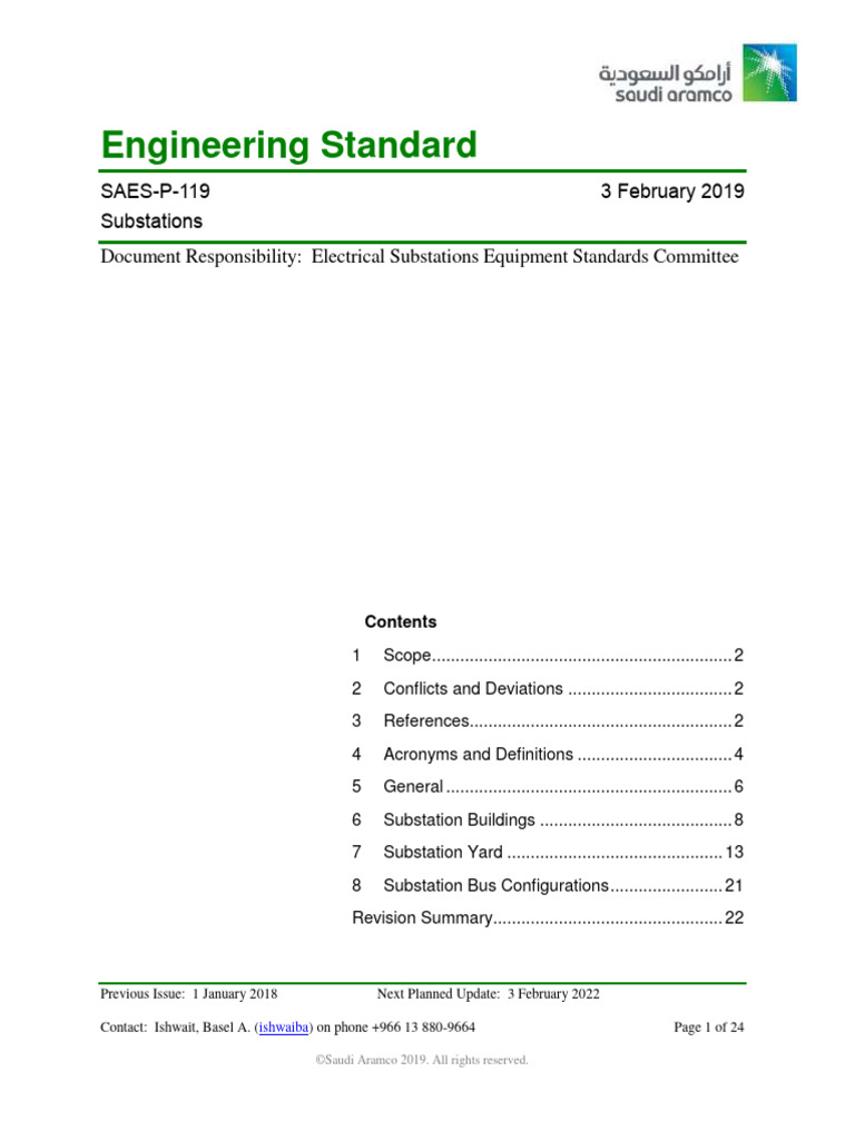 Saes P 119 | PDF | Electrical Substation | Transformer