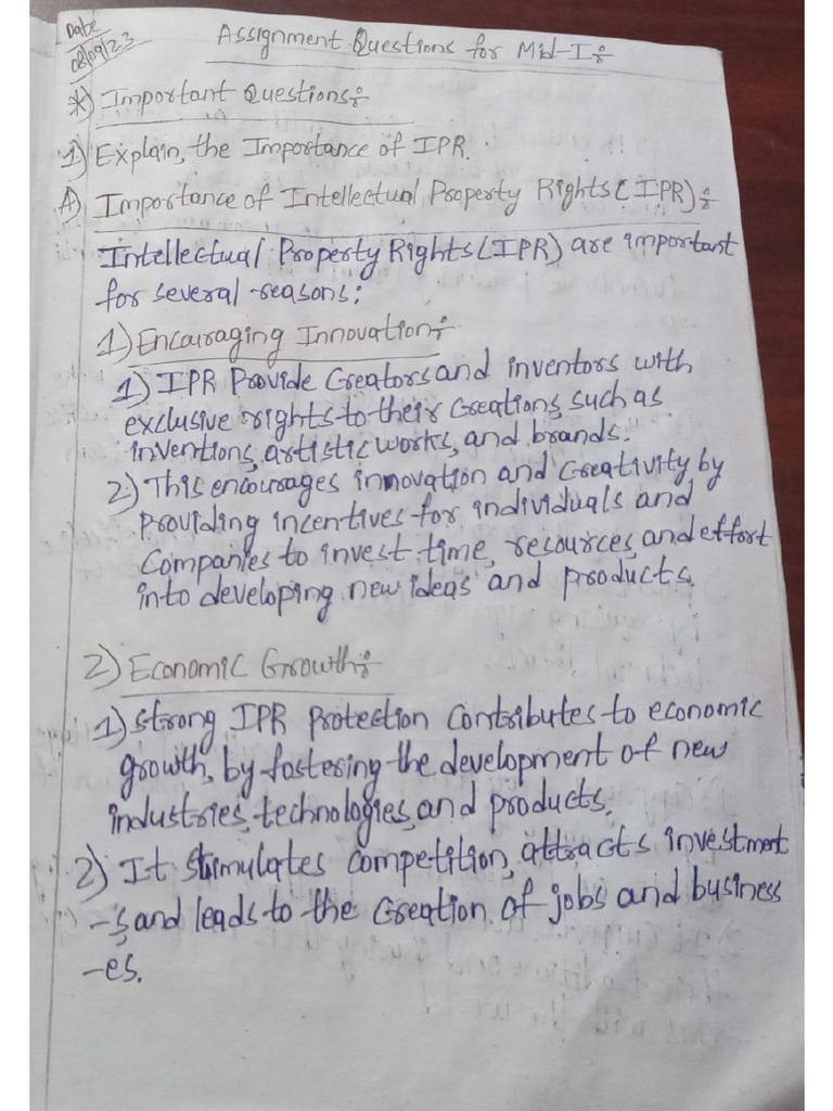 IPR Assignment For Mid-1 | PDF