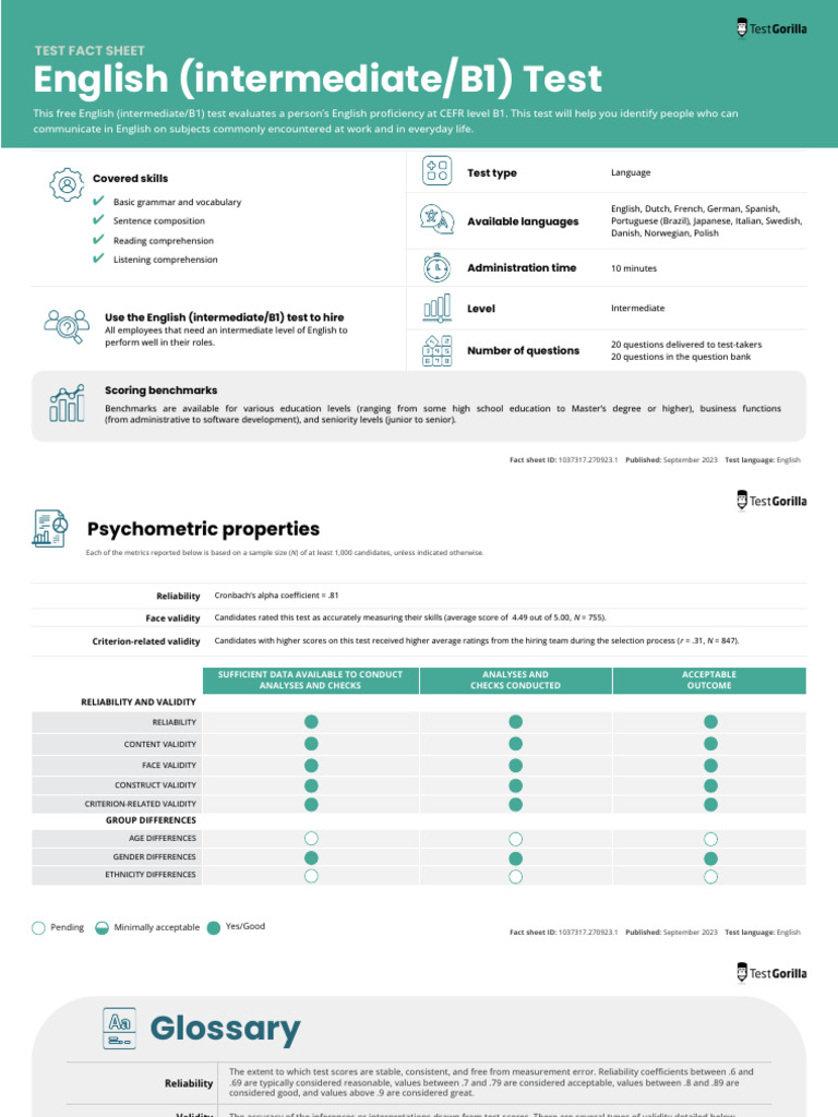 English Intermediate B1 - FREE - 28-09-2023 | PDF | Validity ...