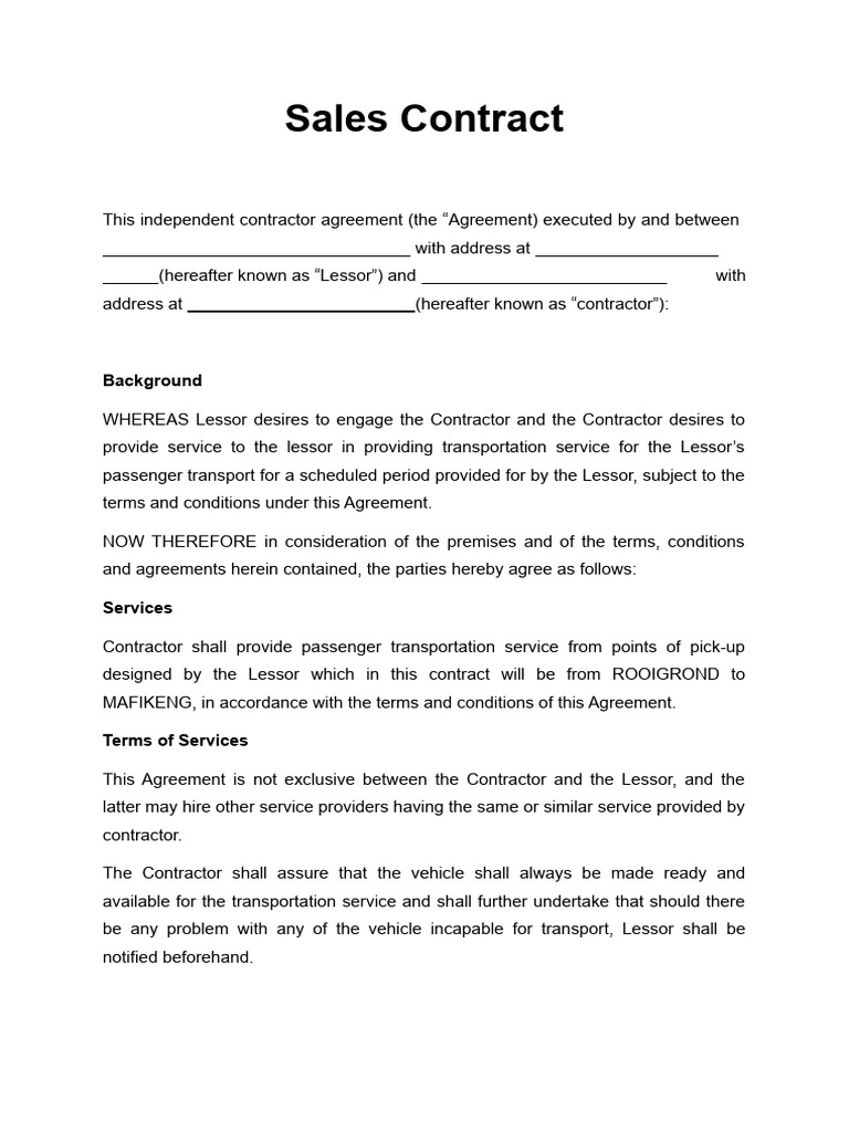 Sales Contract | PDF | Lease | Consent