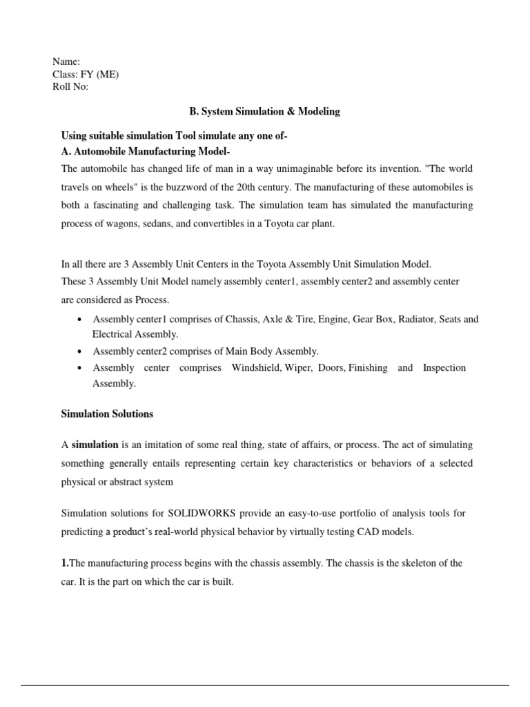 System Simulation Modeling | PDF | Simulation | Car System Simulation Modeling | PDF | Simulation | Car