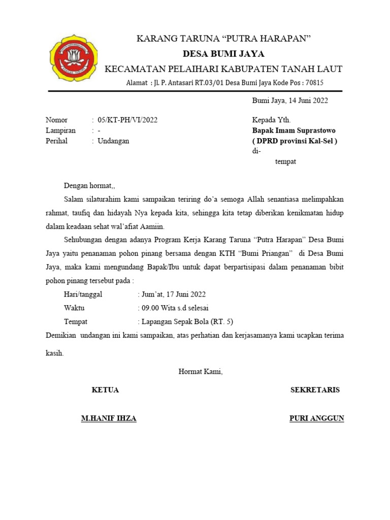 Undangan Penanaman DPR | PDF