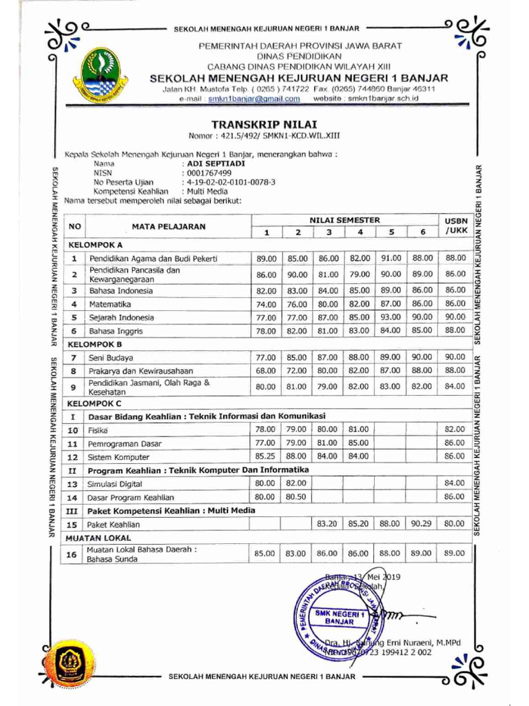 Transkrip Nilai Compressed | PDF