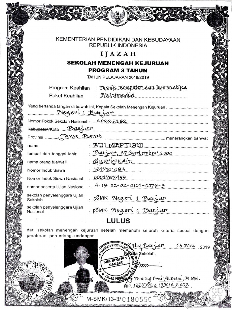 Ijazah SMK | PDF