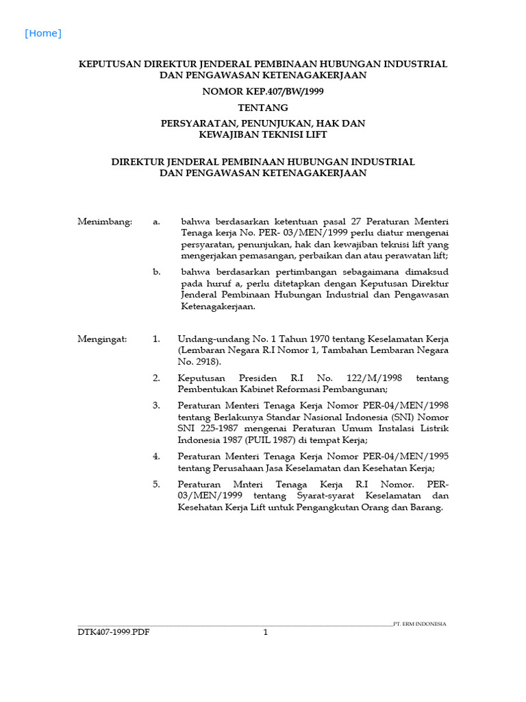 Kepdirjen No. 407 Tahun 1999 | PDF