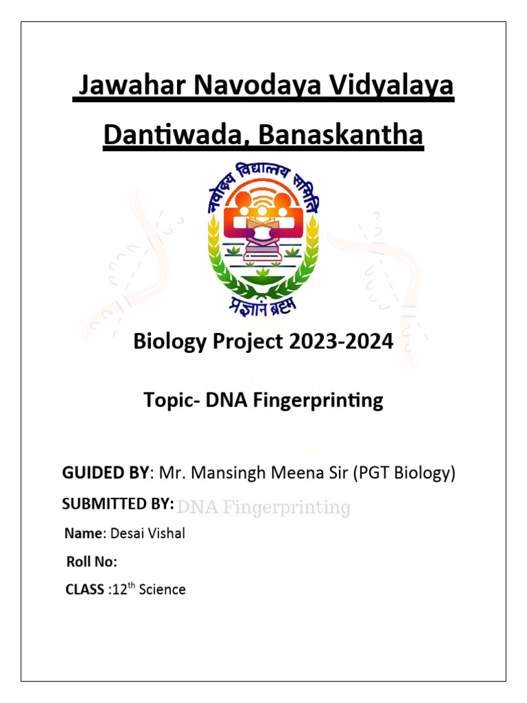 DNA Fingerprinting Project for Class 12 | PDF | Dna Profiling | Dna