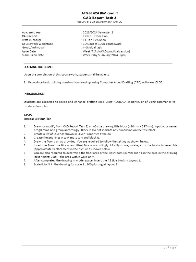 ATGB1424CAD Report Brief Task 3 (202309) | PDF | Computers