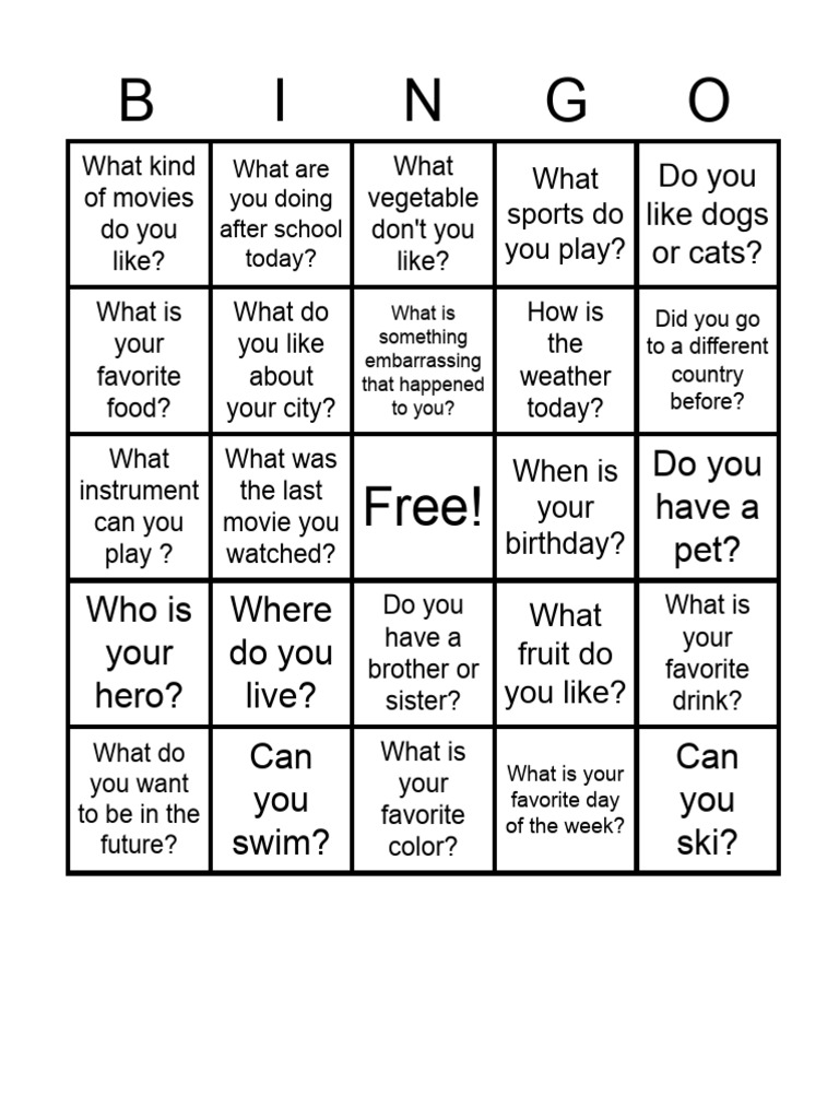 Fun Bingo Questions for Kids | PDF