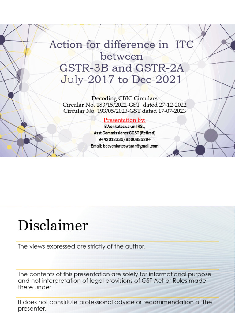 Action For Difference in ITC Between 3B and 2A | PDF | Invoice | Tax Credit