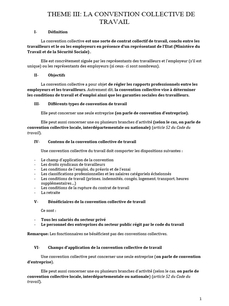 Définition de la convention collective | PDF | Convention collective ...