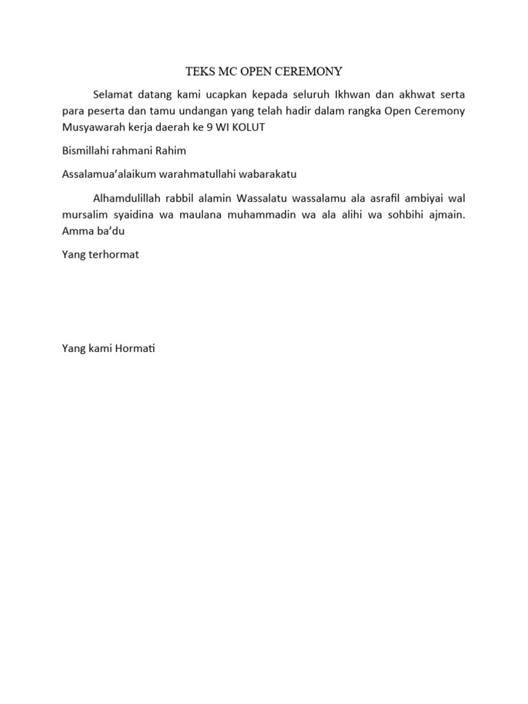 Teks Open Ceremony | PDF