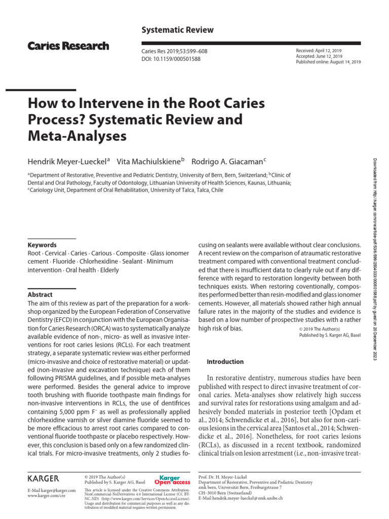 How To Intervene in The Root Caries Process - Systematic Review and ...