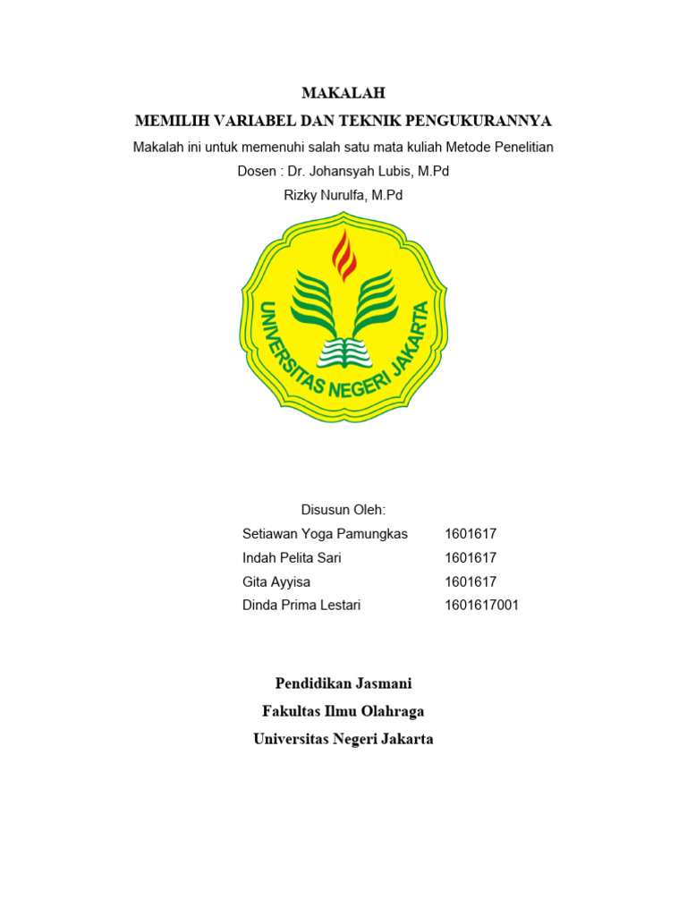 Makalah Variabel Penelitian Dan Jenis | PDF