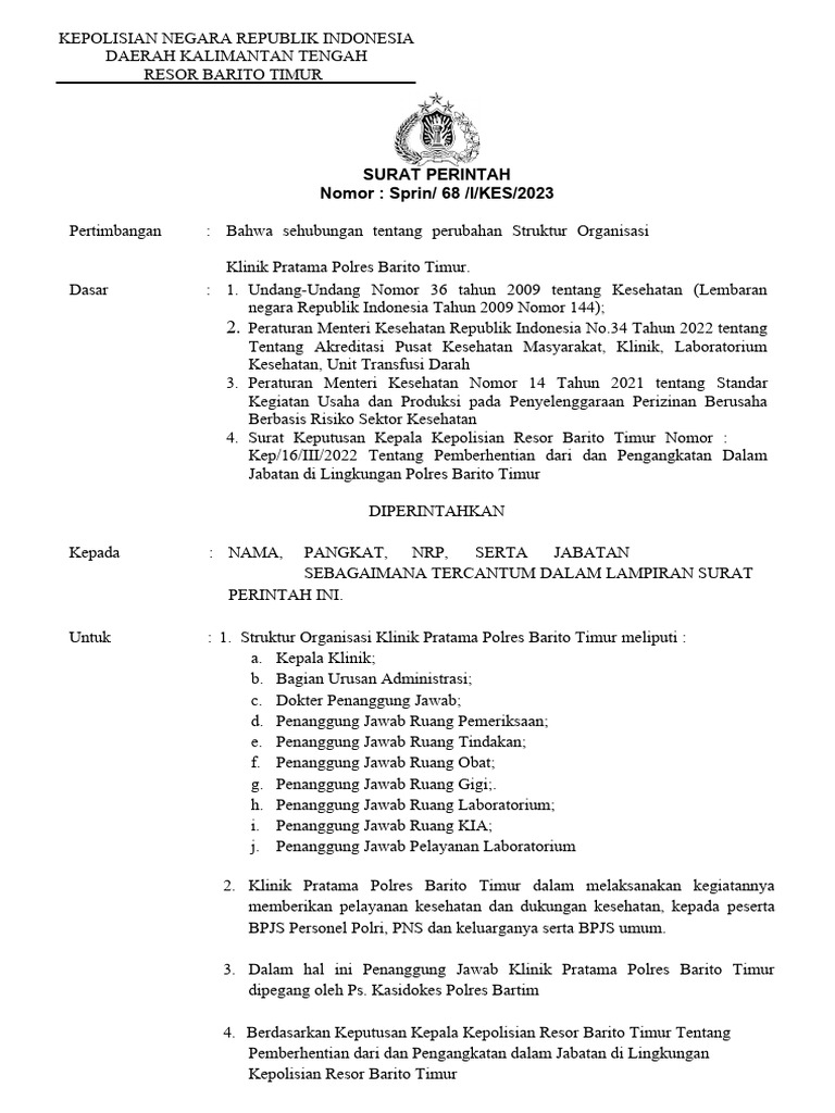 SK Perubahan Struktur Organisasi | PDF