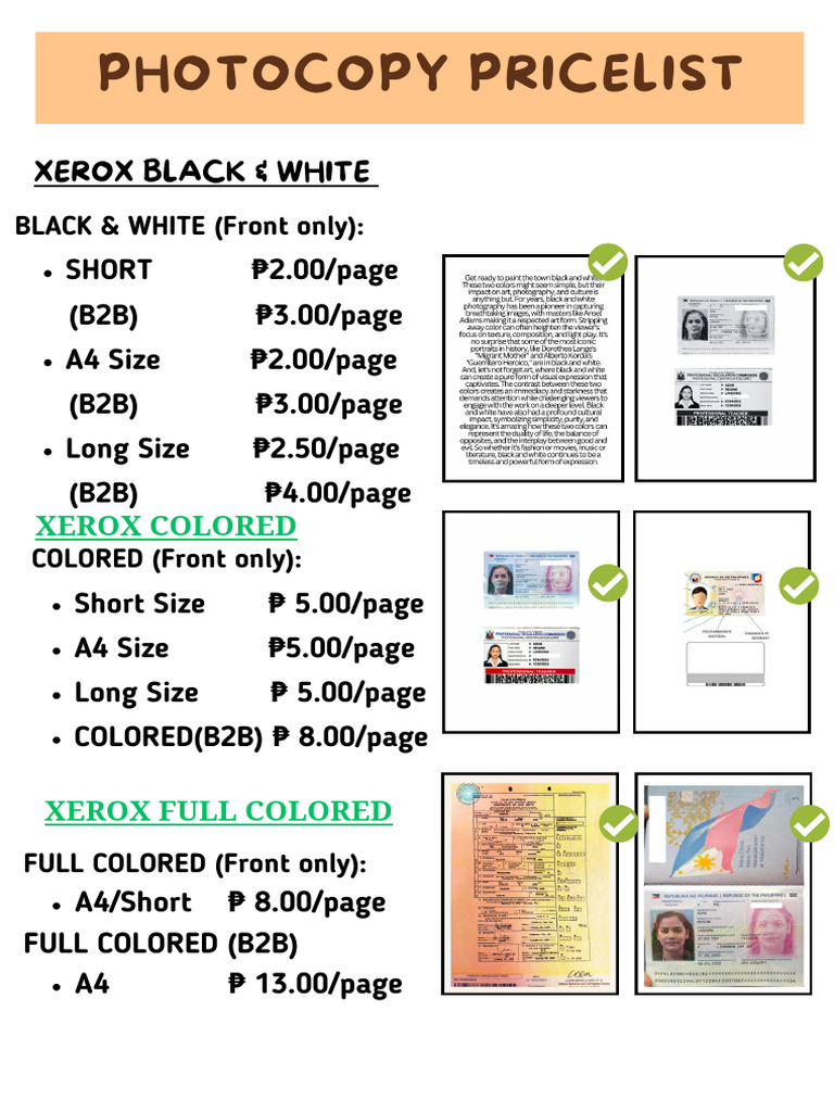 2025 Printing and Photocopy Rates | PDF | Graphic Design | Office Work