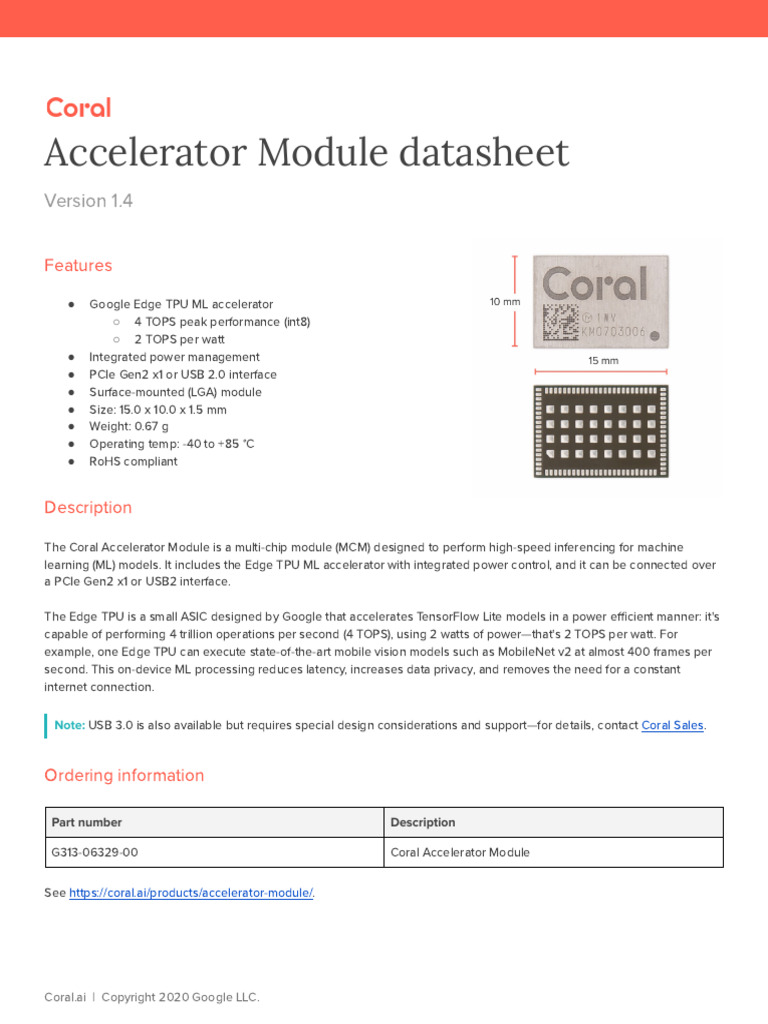 Coral Accelerator Module Datasheet | PDF | Usb | Electrical Resistance ...