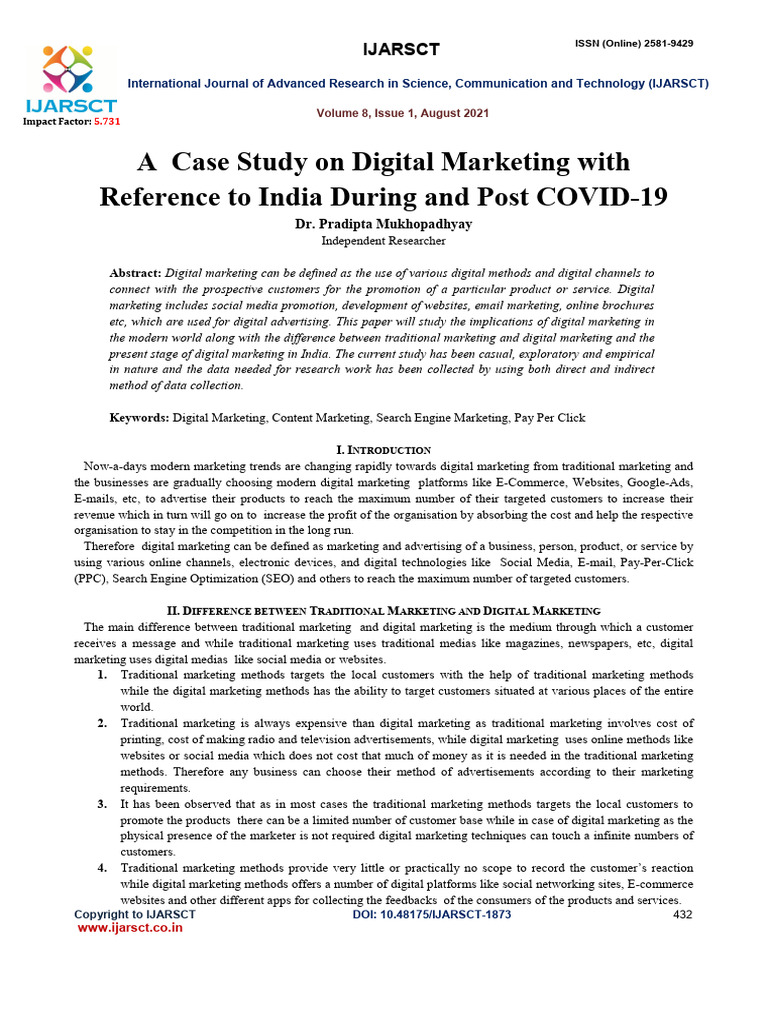 A Case Study On Digital Marketing With | PDF | Digital Marketing ...