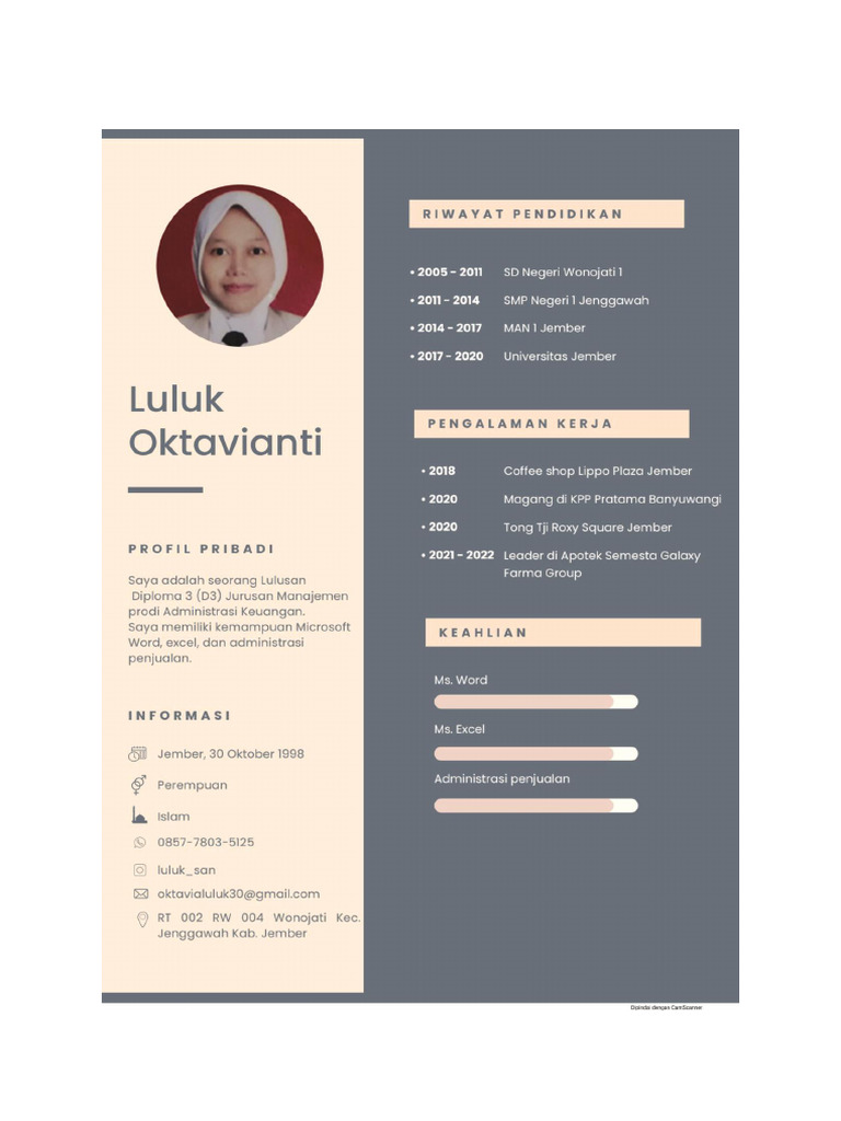 Surat Lamaran Kerja Luluk Oktavianti | PDF | Karier & Perkembangan