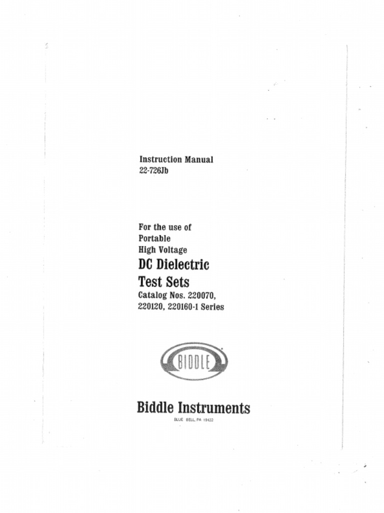 Biddle Instruments - Manual HiPot | PDF