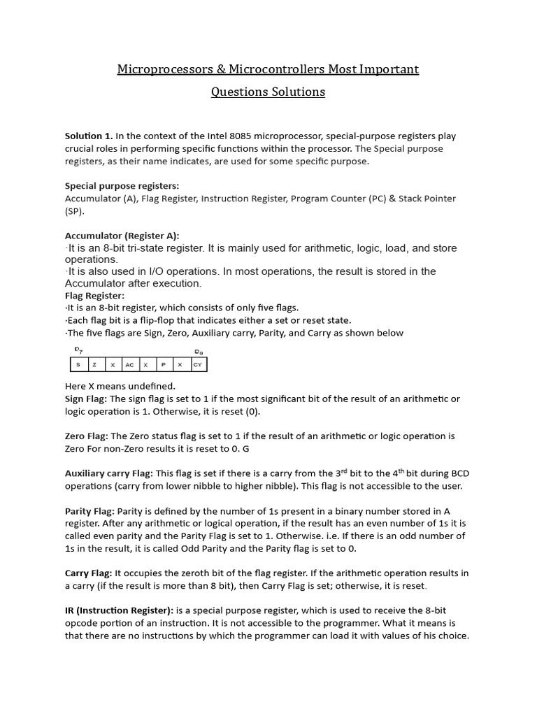 Microprocessors & Microcontrollers Most Important Questions Solutions | PDF