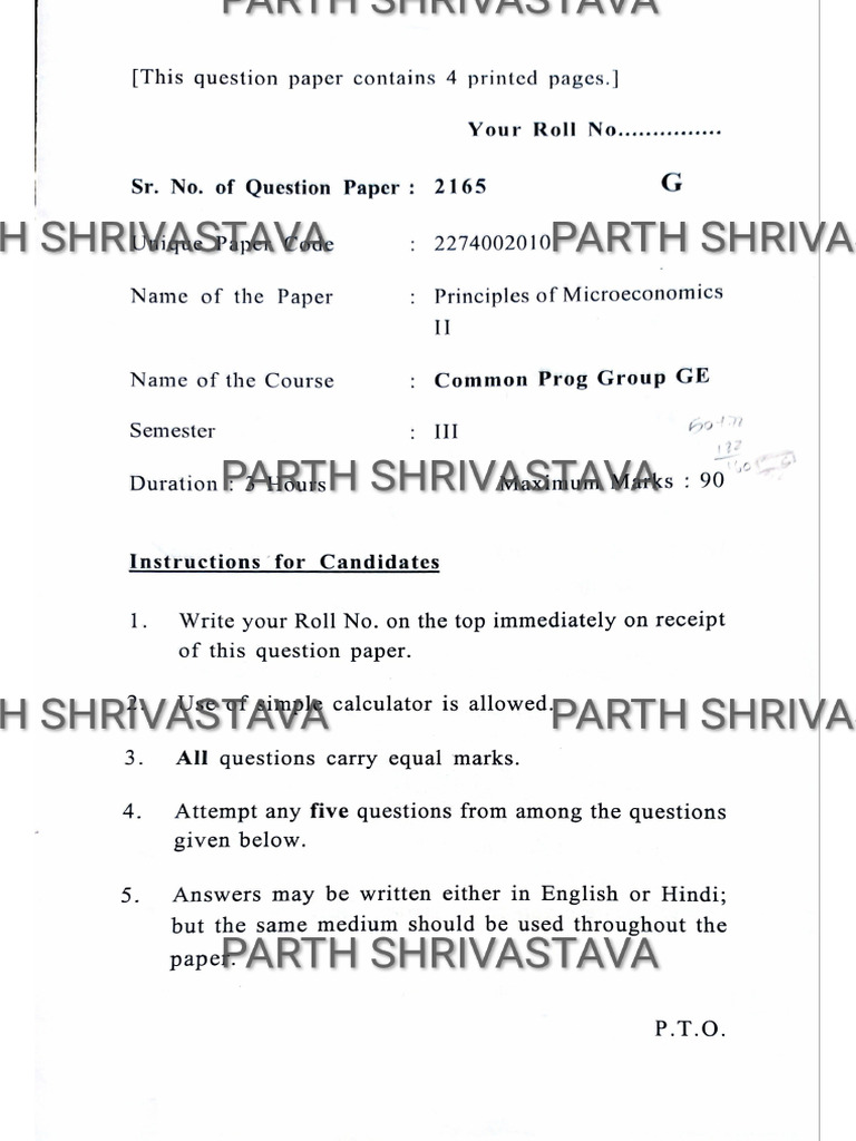 GE Principle of Microeconomics S3 | PDF