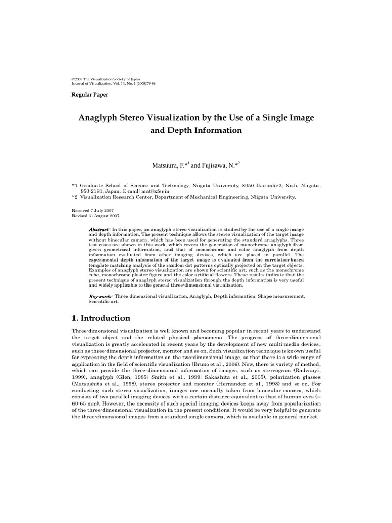 Anaglyph Stereo Visualization by The Use of A Single Image | PDF ...