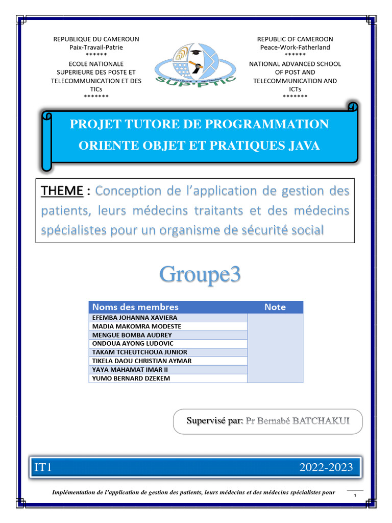 Gestion des patients : projet tutoré JAVA | PDF | Bases de données ...