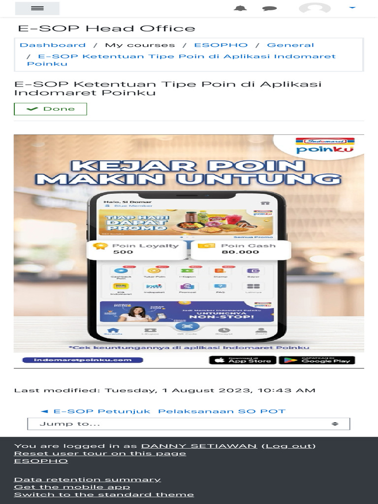 ESOPHO E-SOP Ketentuan Tipe Poin Di Aplikasi Indomaret Poinku | PDF