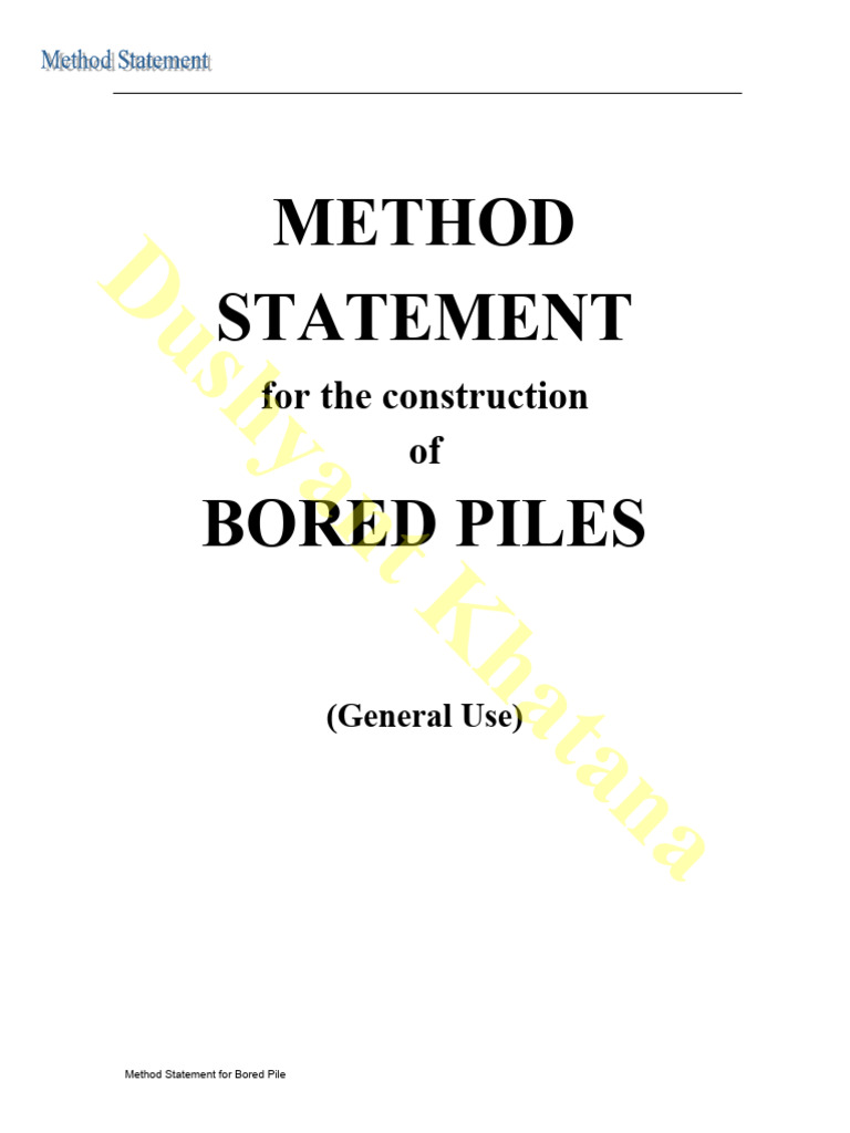 Bored Pile Construction Method Statement | PDF